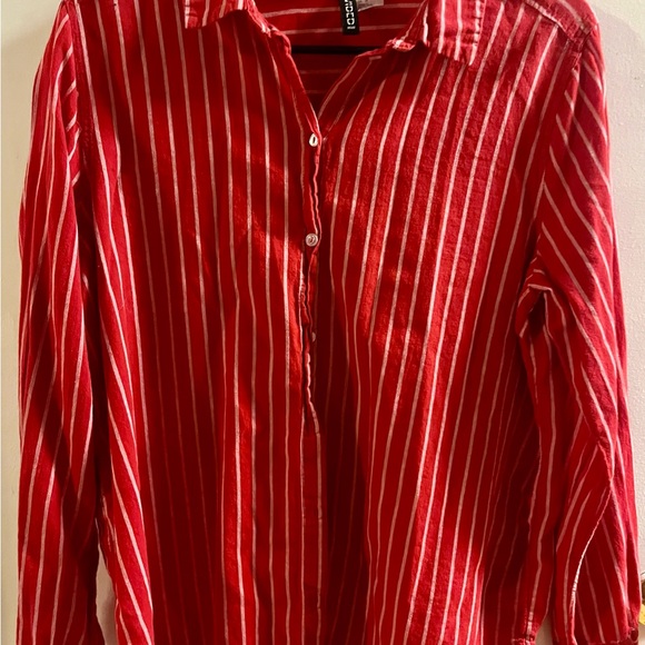 H&M | Tops | Hm Red And White Striped Shirt | Poshmark